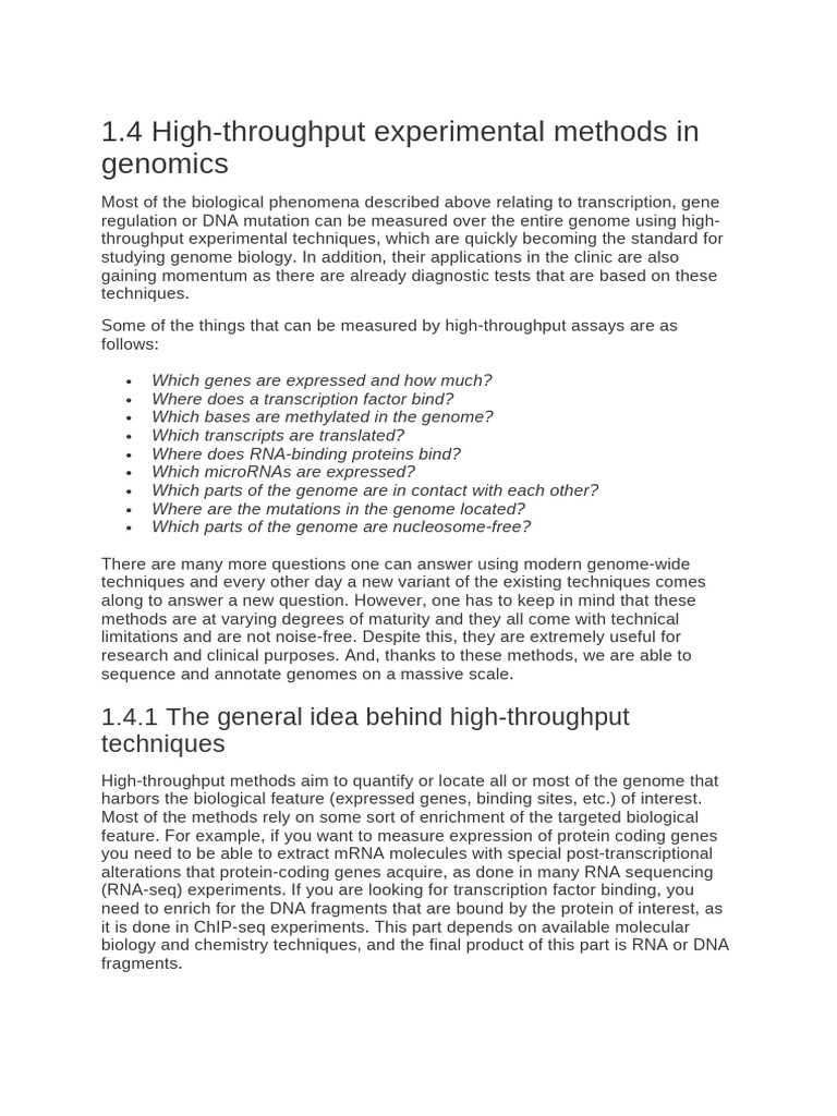 High throughput Sequencing | PDF | Dna Sequencing | Gene Expression