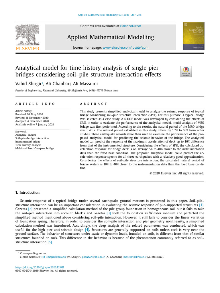 Analytical Model For Time History Analysis of Single Pier | PDF ...