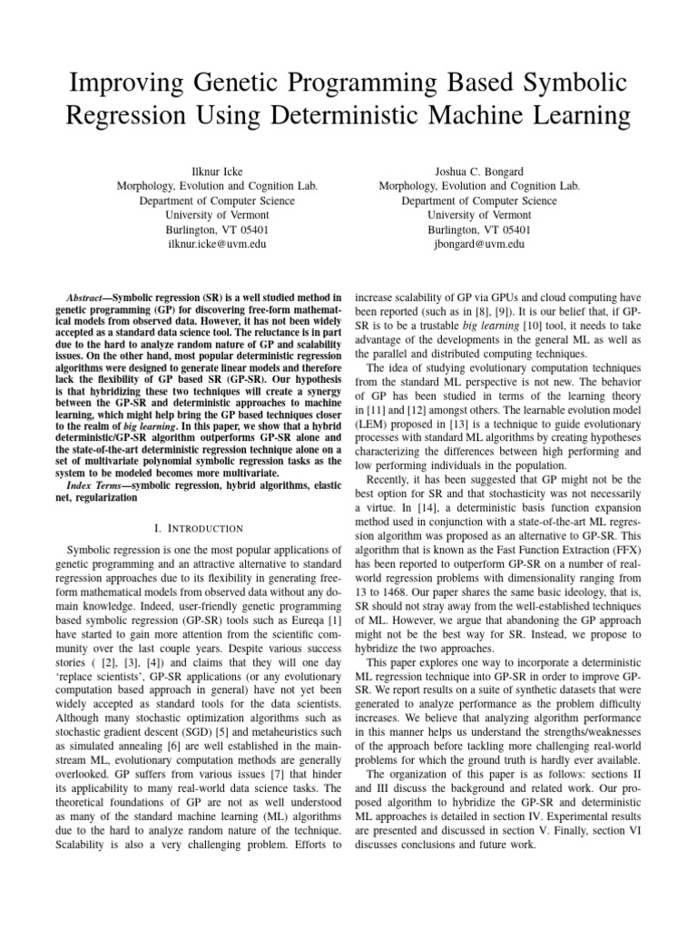 Symbolic Regression and Machine Learning | PDF | Linear Regression ...