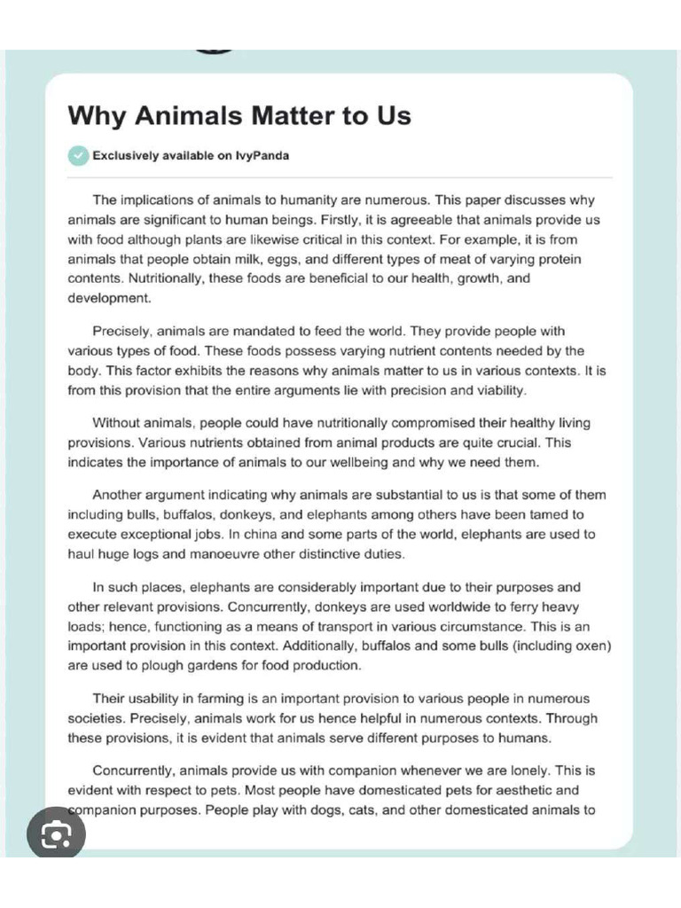 Why Animals Matter To Us | PDF