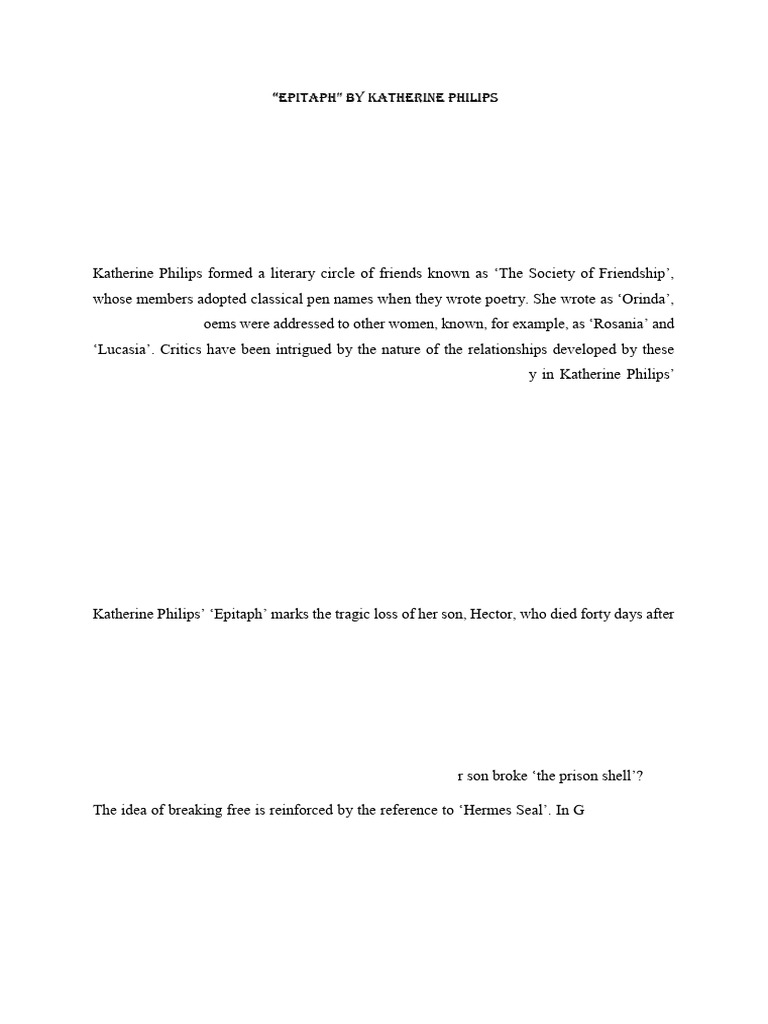 Katherine Philips - Theme - Analysis | PDF