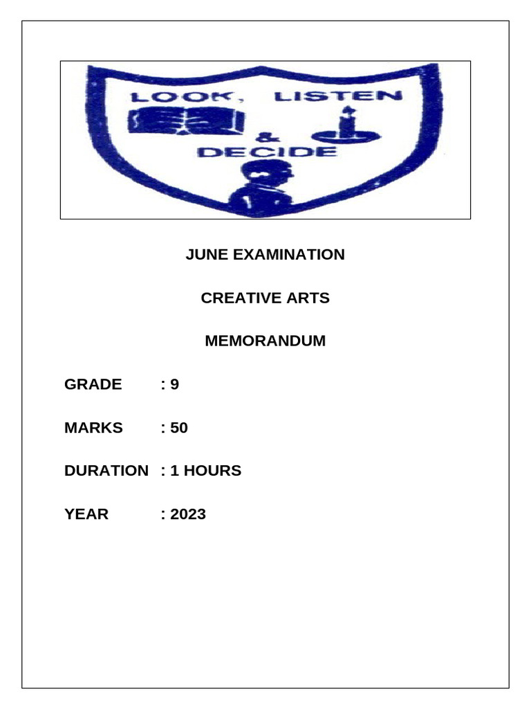Grade 9 C.A June Memo | PDF