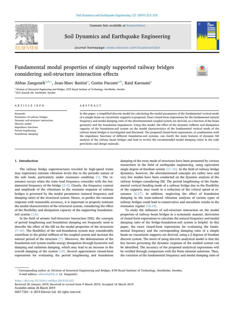 Fundamental Modal Properties of Simply Supported Railway Bridges Considering Soil-Structure ...