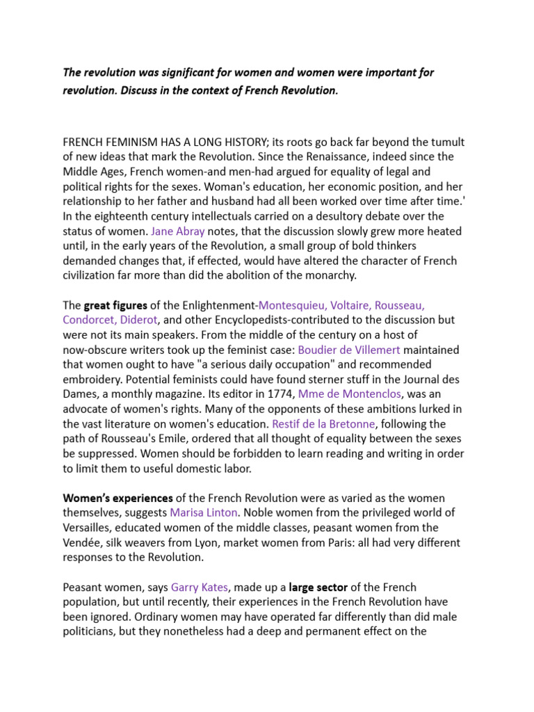 Role of Women in French Revolution | PDF | Feminism | Gender Studies
