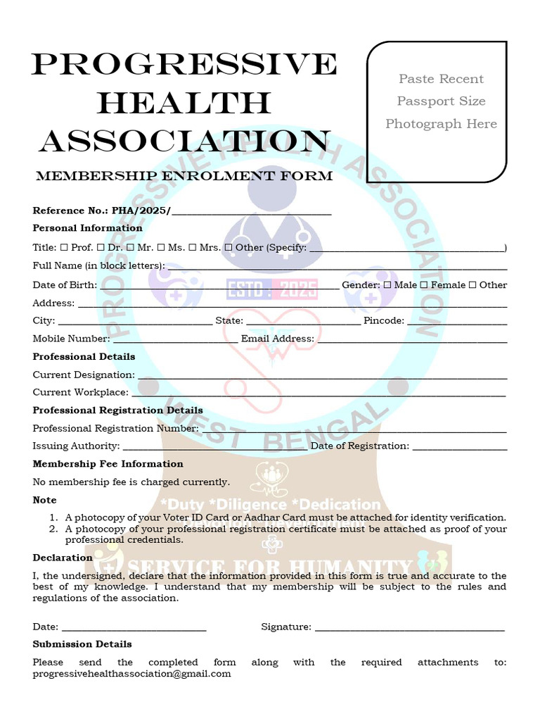 Progressive Health Association Form | PDF