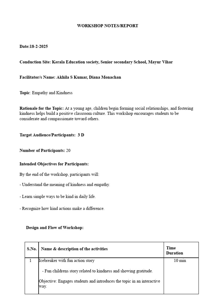 School Workshop on Empathy & Kindness | PDF | Phishing | Human ...