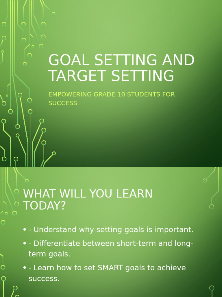 Goal Setting Lesson Year 10 | PDF
