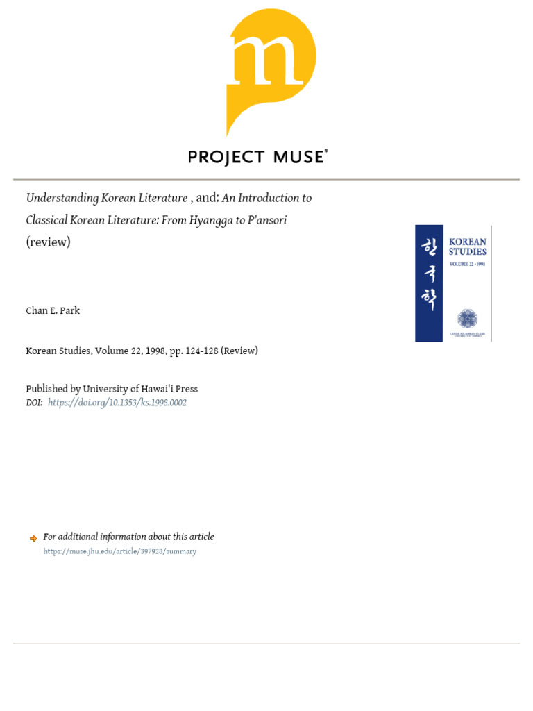 Understanding Korean Literature An Introduction To Classical Korean ...