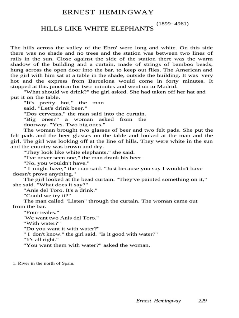Hills Like White Elephants | PDF