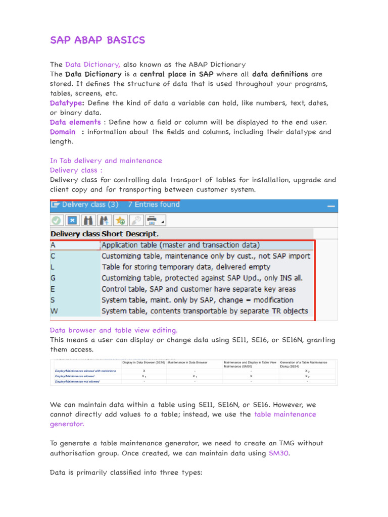SAP ABAP Basics Overview | PDF | Class (Computer Programming) | Method ...