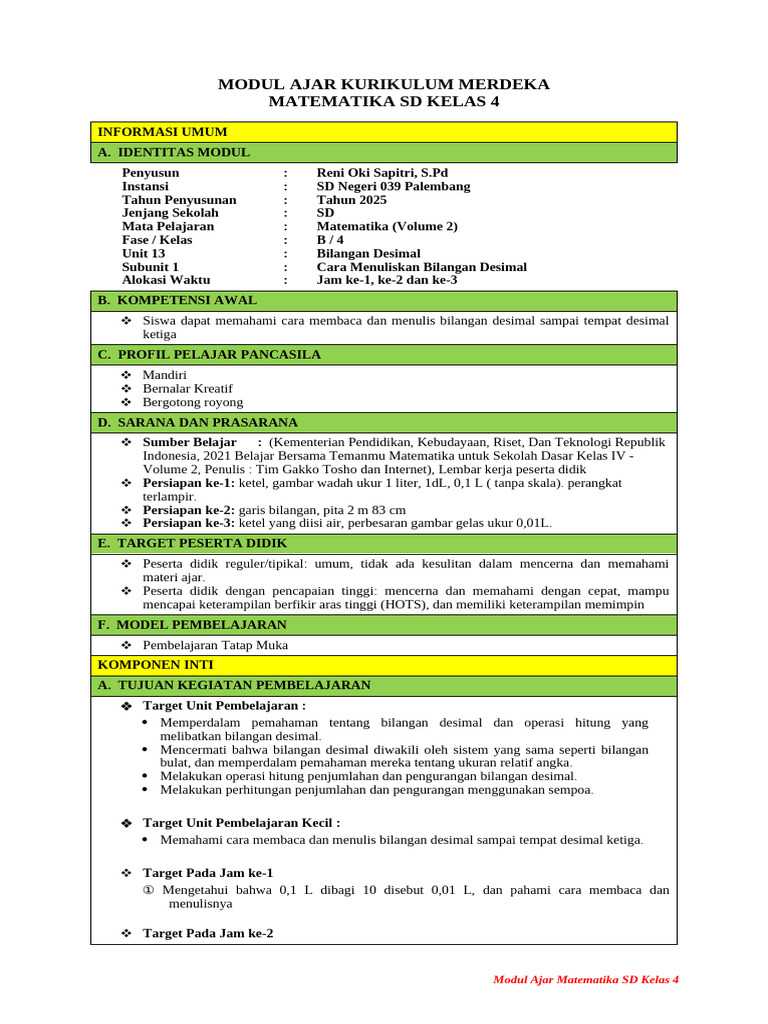 Unit 13 - MA Matematika Kls 4 (datadikdasmen.com) (1) | PDF