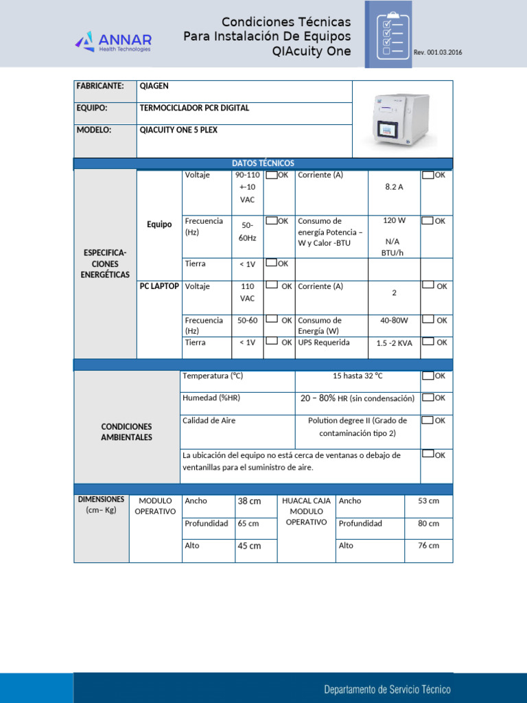 Instalación del QIAcuity One: Guía Técnica | PDF | Electricidad ...
