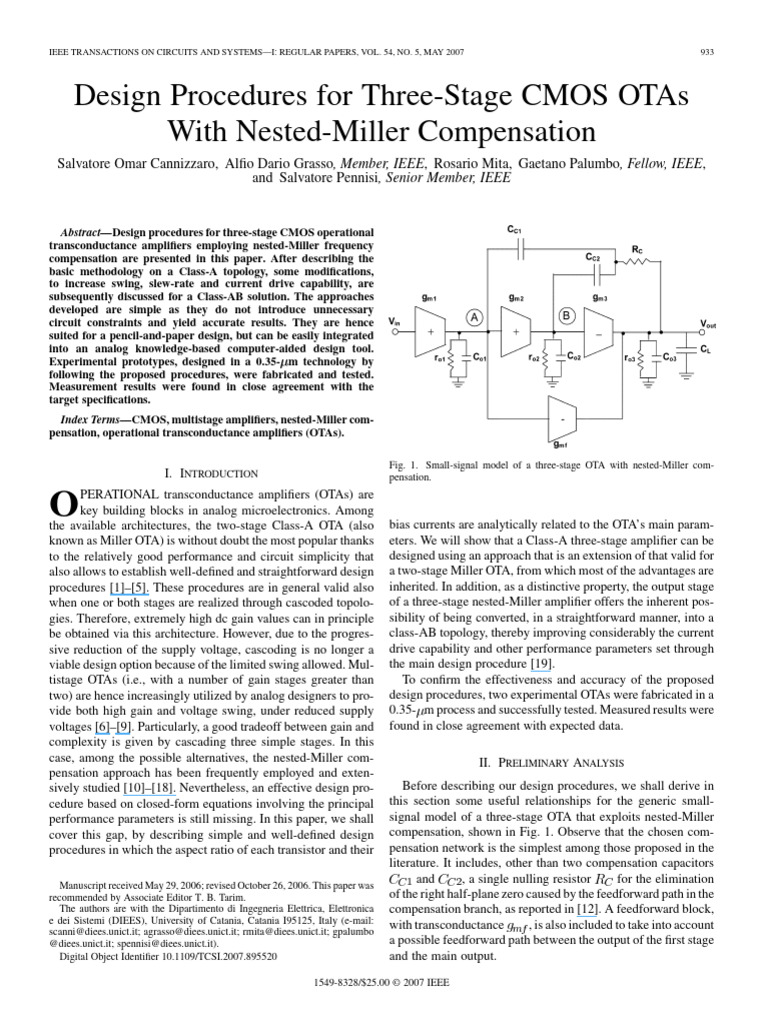 Three-Stage CMOS OTA Design Procedures | PDF | Amplifier | Electronics