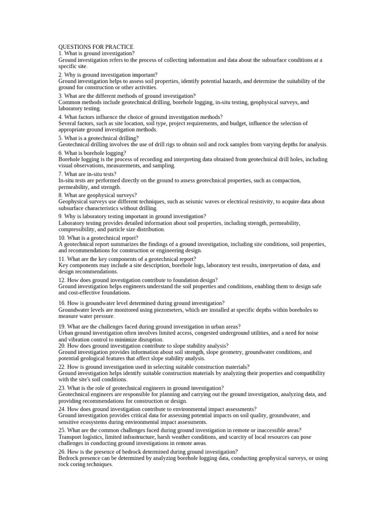 Ground Investigation Methods Explained | PDF | Geotechnical Engineering ...