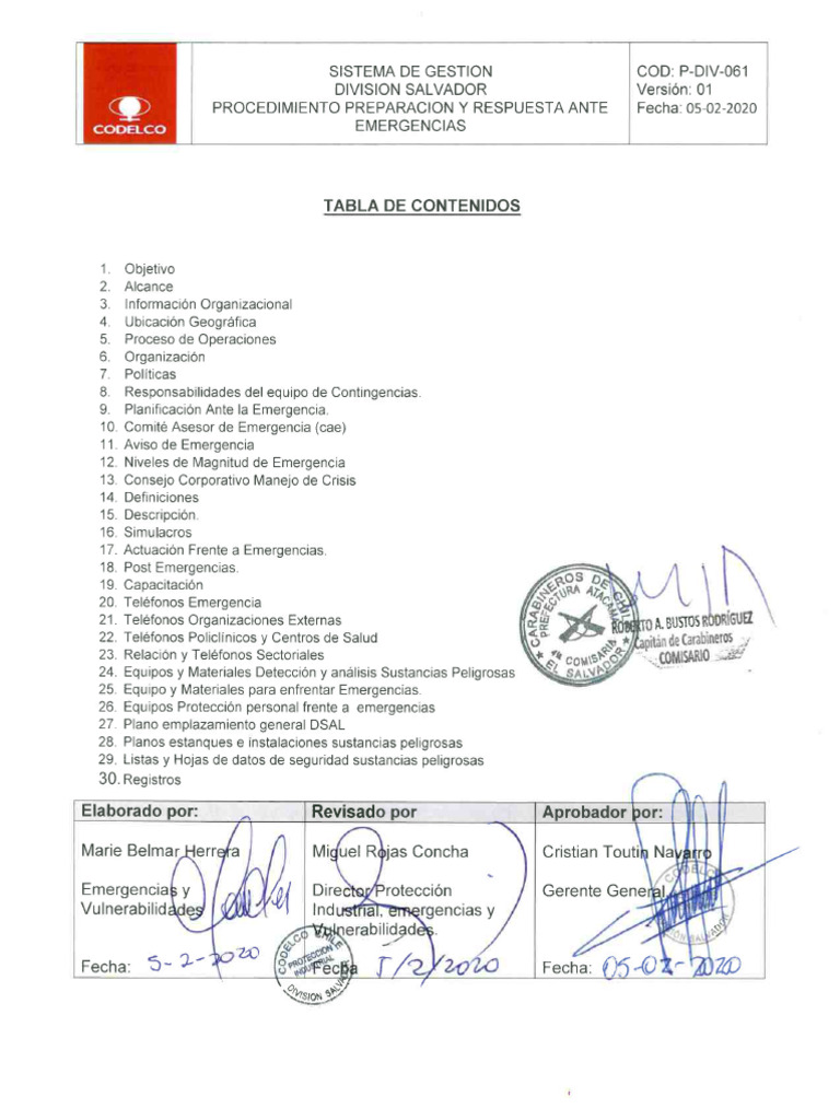 P-DIV - 061 Procedimiento de Emergencia DSAL | PDF