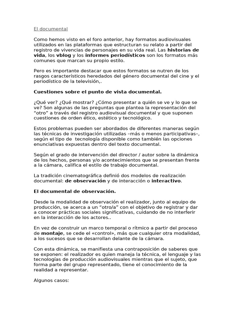 Clase de - El Documental | PDF | Documental | Verdad