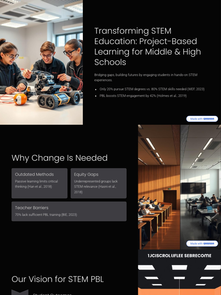 Transforming STEM Education Project Based Learning For Middle and High ...