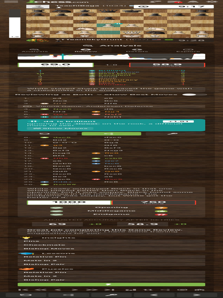YTTeamSkyGrunt vs. TsachiBaga Analysis | PDF | Chess | Traditional Board Games