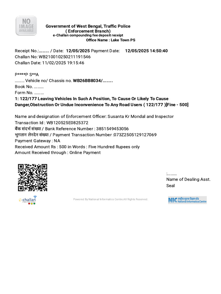 West Bengal e-Challan Payment Receipt | PDF