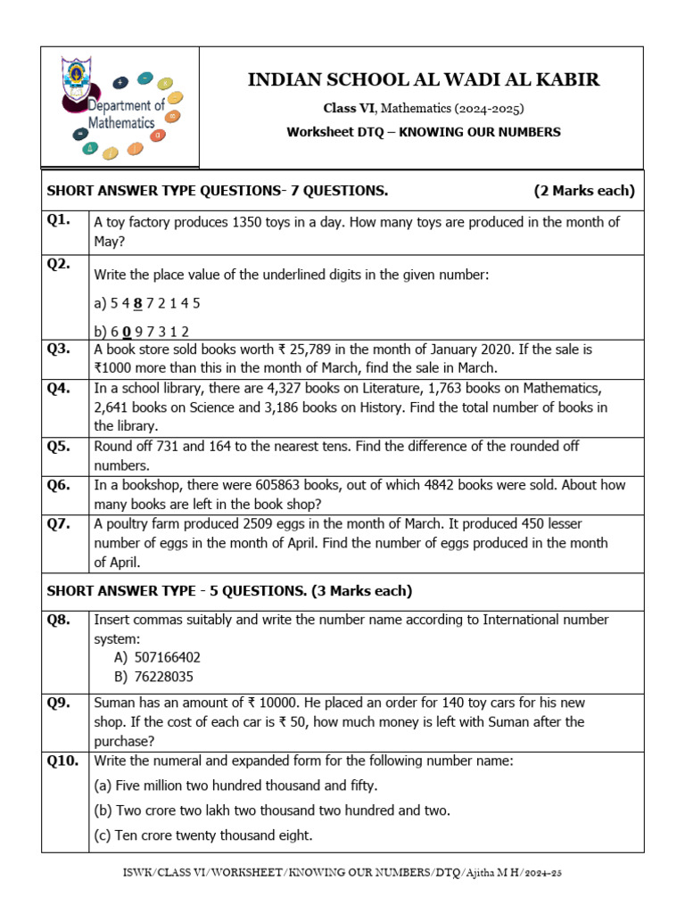 Playung With Numbers Math Worksheet | PDF