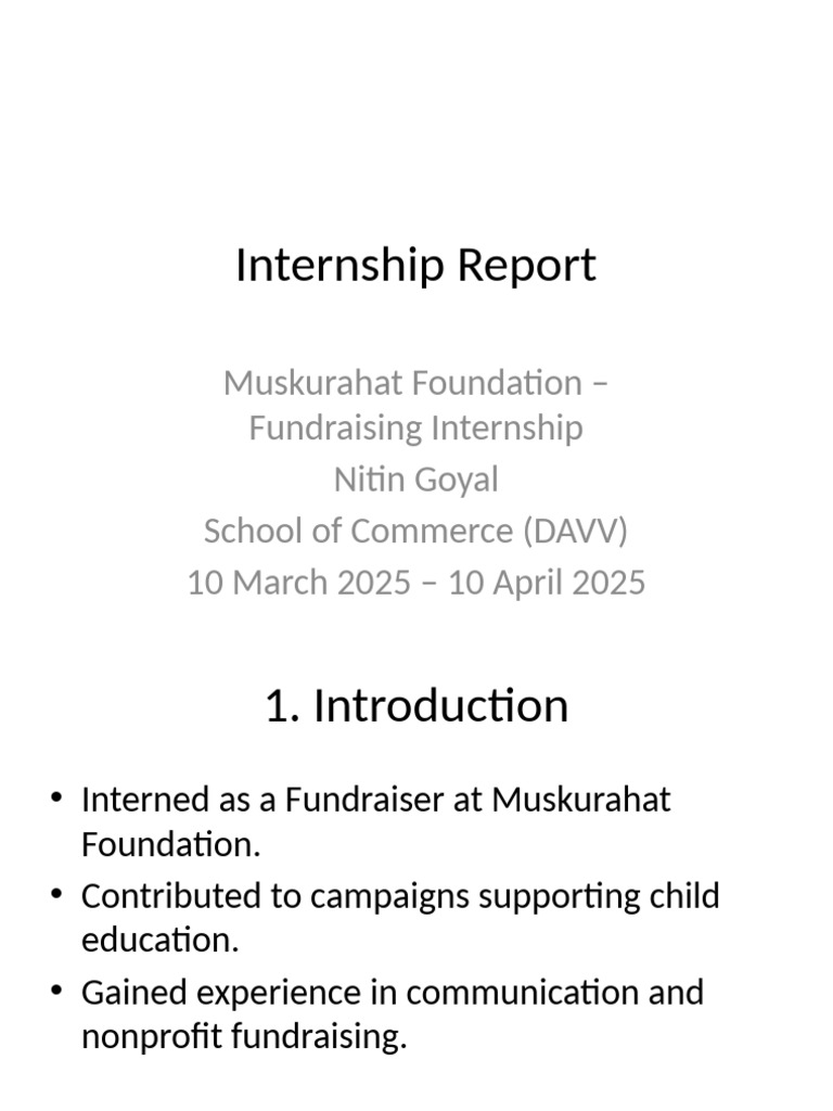 Nitin Goyal Internship Report Presentation | PDF