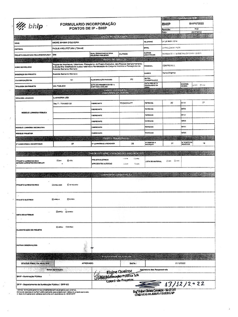 V 03 05 Formulario de Incorporacao - Assinado-Aprovado - BHIP 672022 | PDF