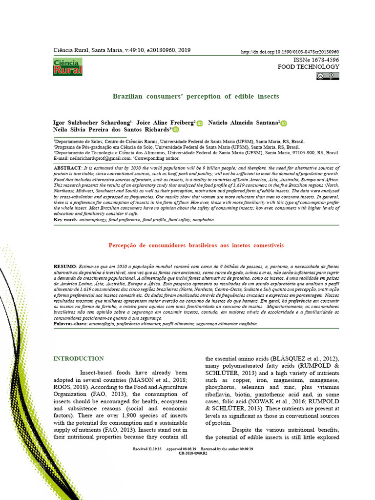 12 A - Brazilian Consumers' Perception of Edible Insects | PDF ...