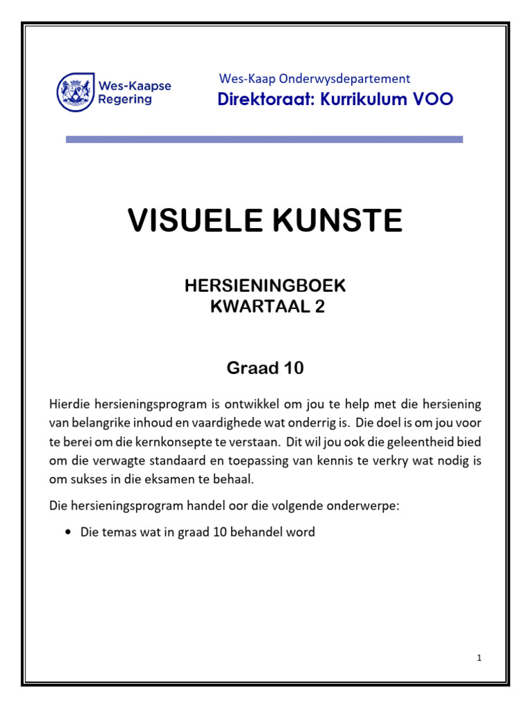 Visuele Kunste Hersiening Gr10 K2 | PDF