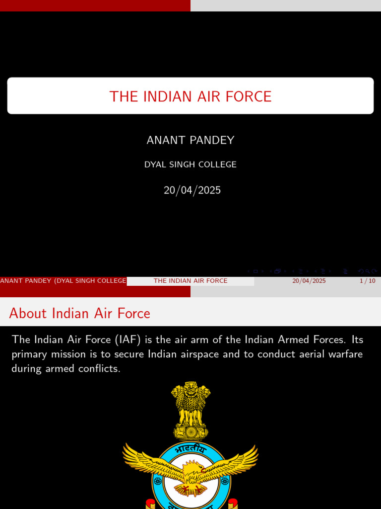 Presentation On Indian Air Force | PDF | Military | Military Forces