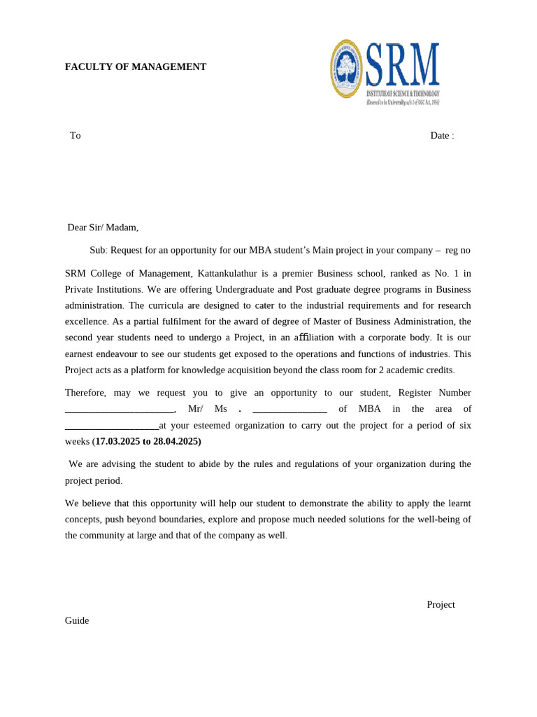 MBA General Inten Letter | PDF