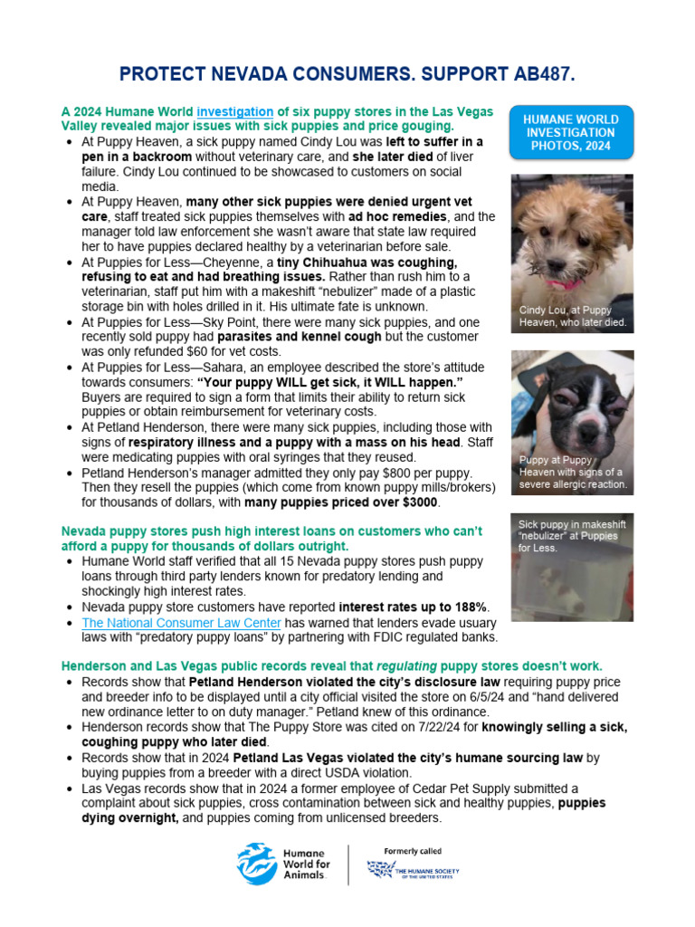 Humane World AB487_consumers Fact Sheet | PDF | Loans | Interest