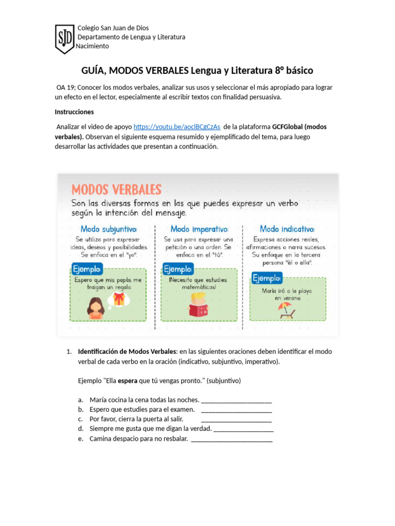 Guia Modos Verbales. | PDF | Verbo | Lingüística