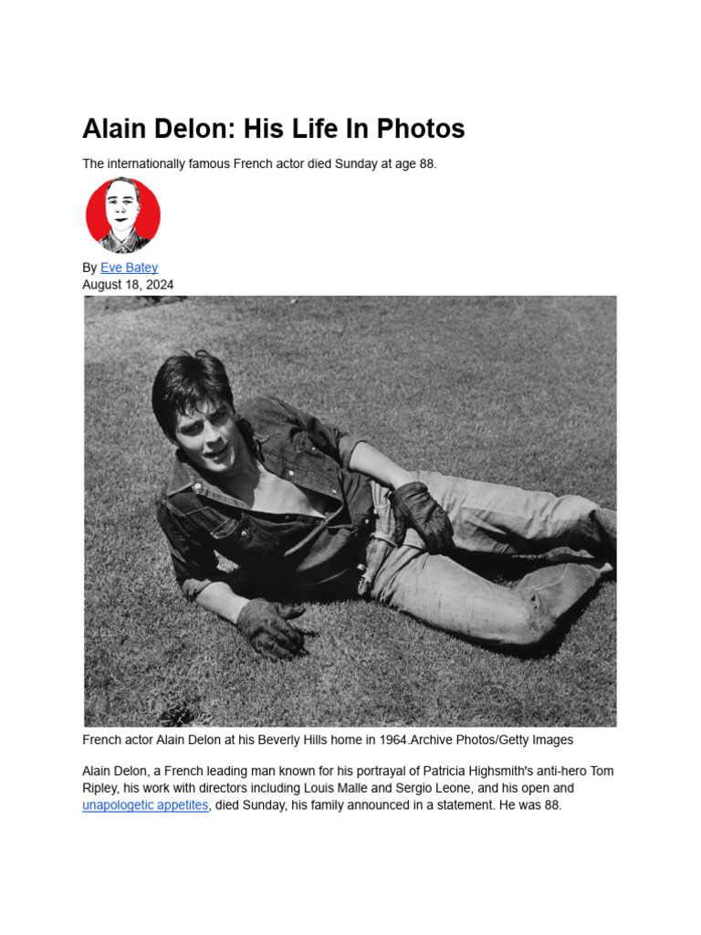 Alain Delon - His Life in Photos | PDF