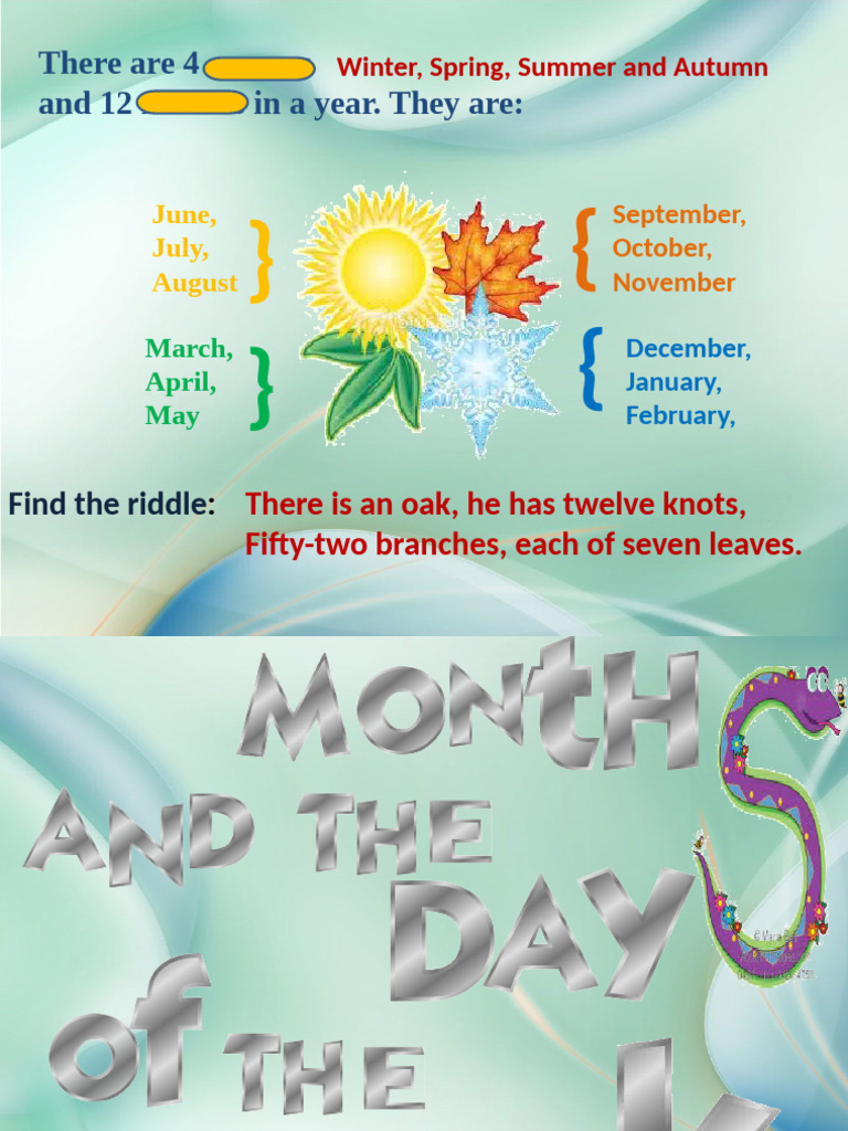 Months and The Days of The Week | PDF | Traditions | Entertainment Events
