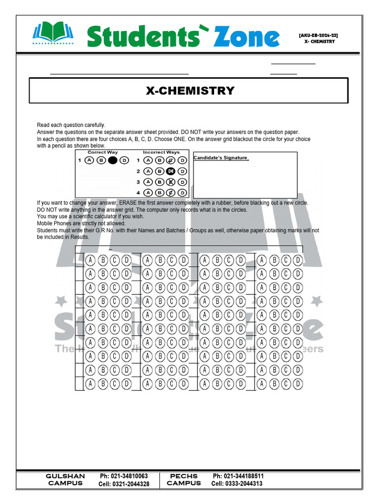 X Chemistry AKU-EB Mock 2024-25 | PDF