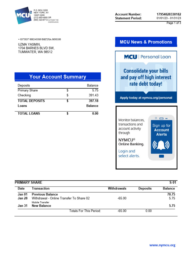MCU Bank Statement 2 | PDF | Visa Inc. | Transaction Account