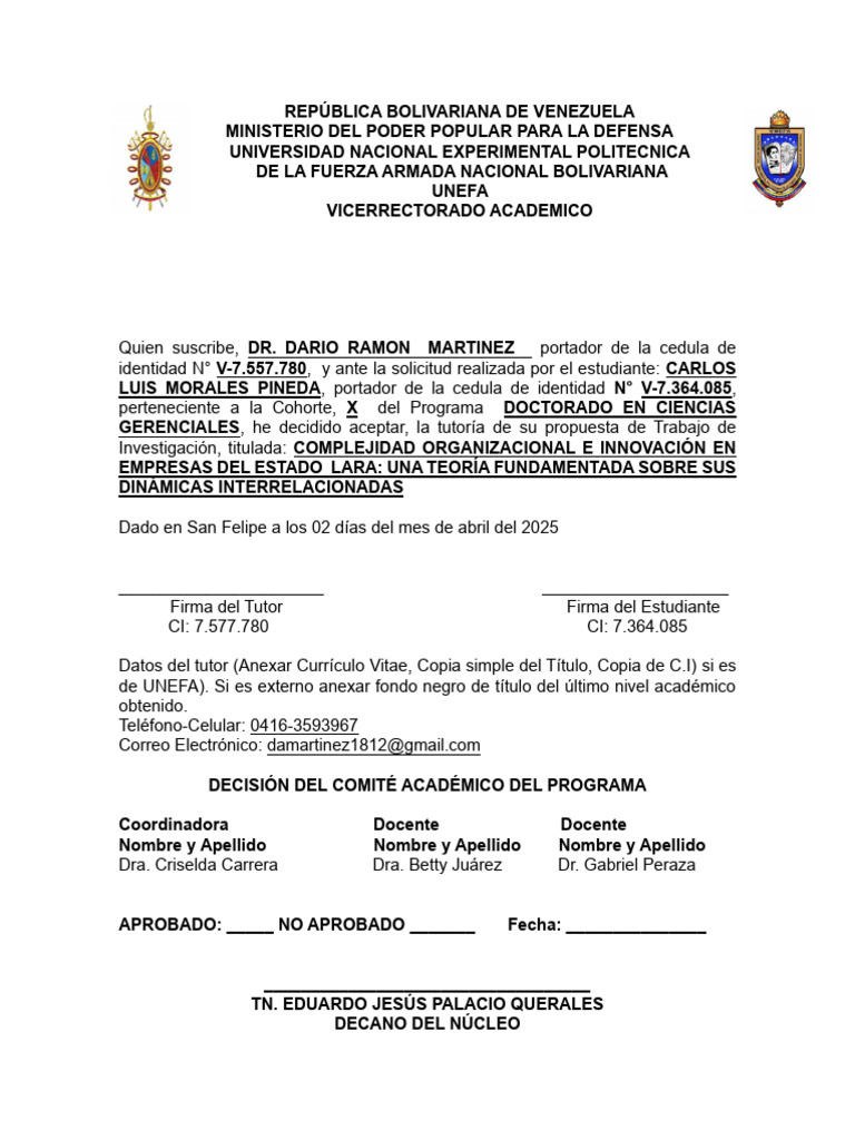 Formato Aprobación de Tutor | PDF