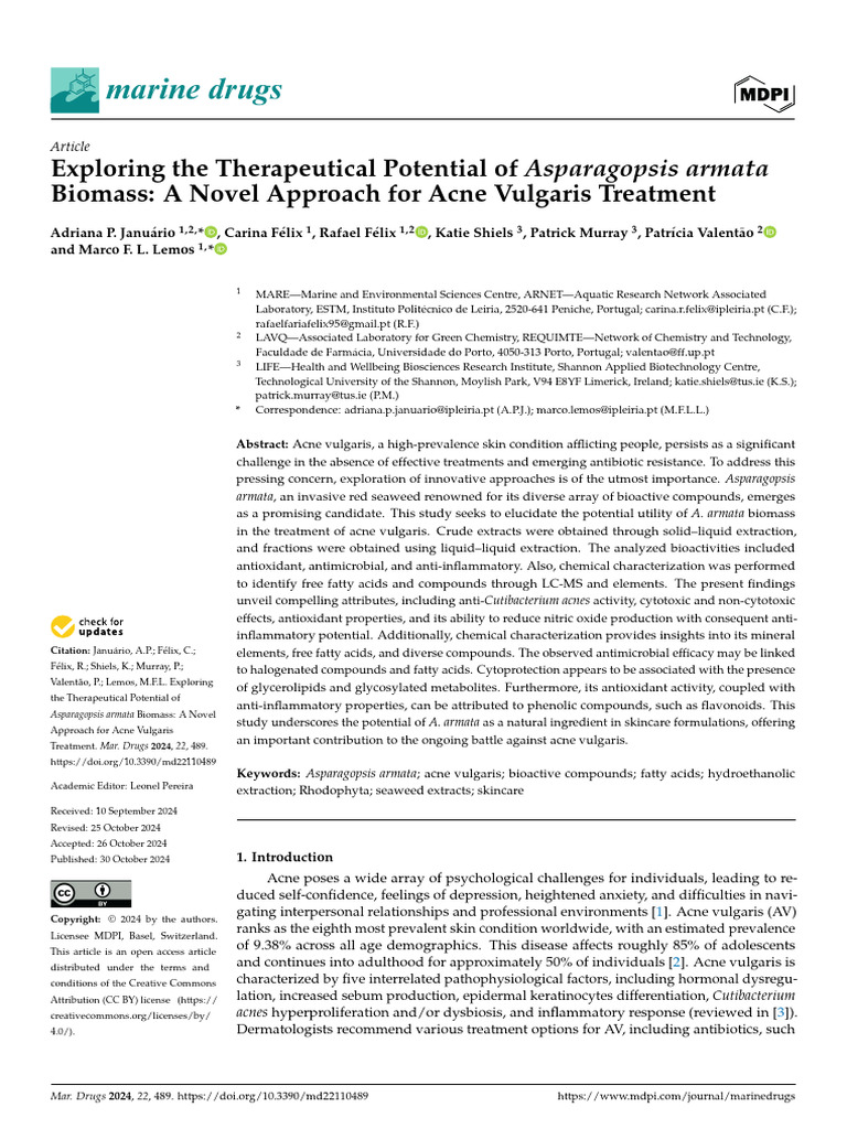 Exploring The Therapeutical Potential of Asparagopsis Armata | PDF