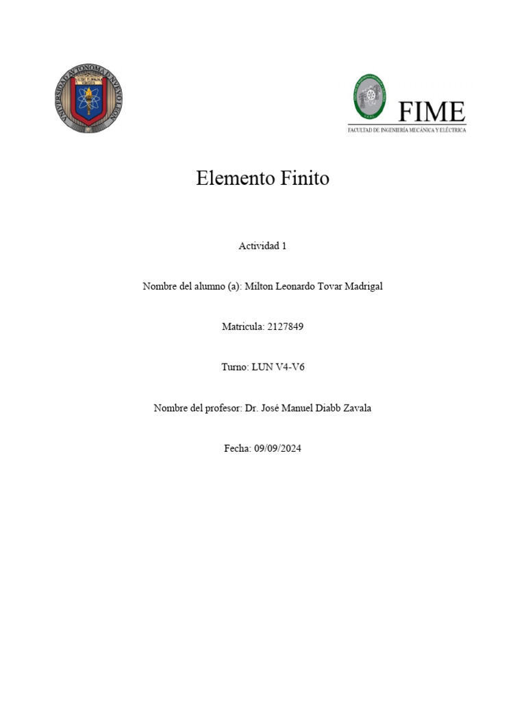 Actividad 1 Elemento FInito | PDF
