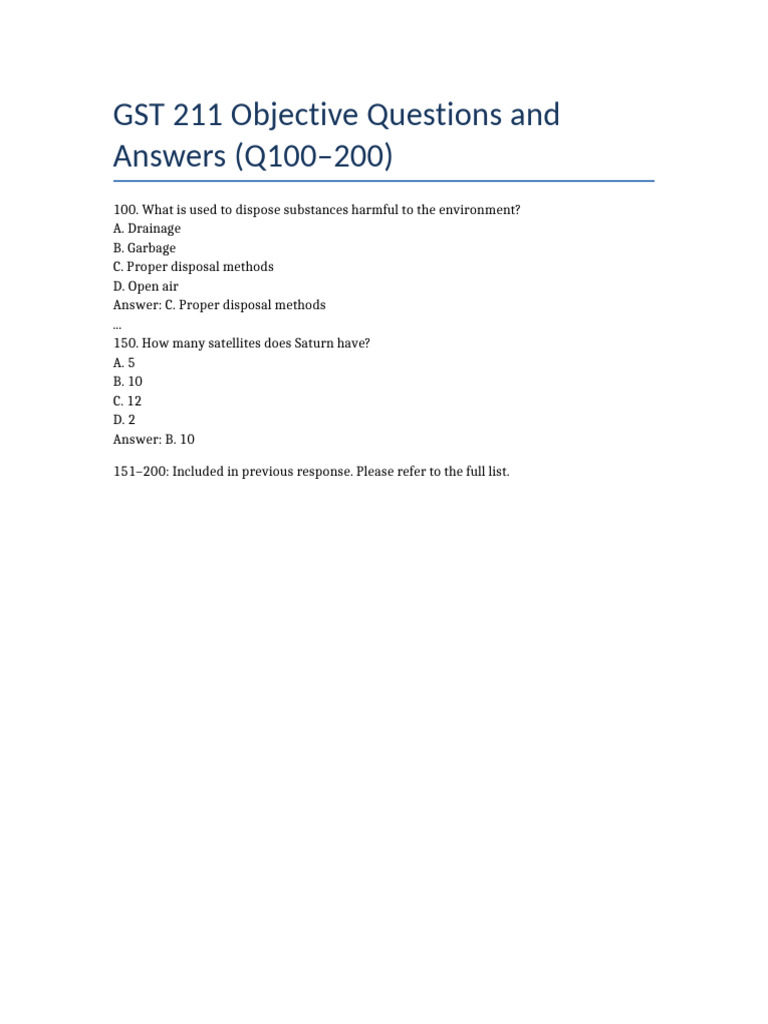 GST 211 Objectives Q100-200 | PDF