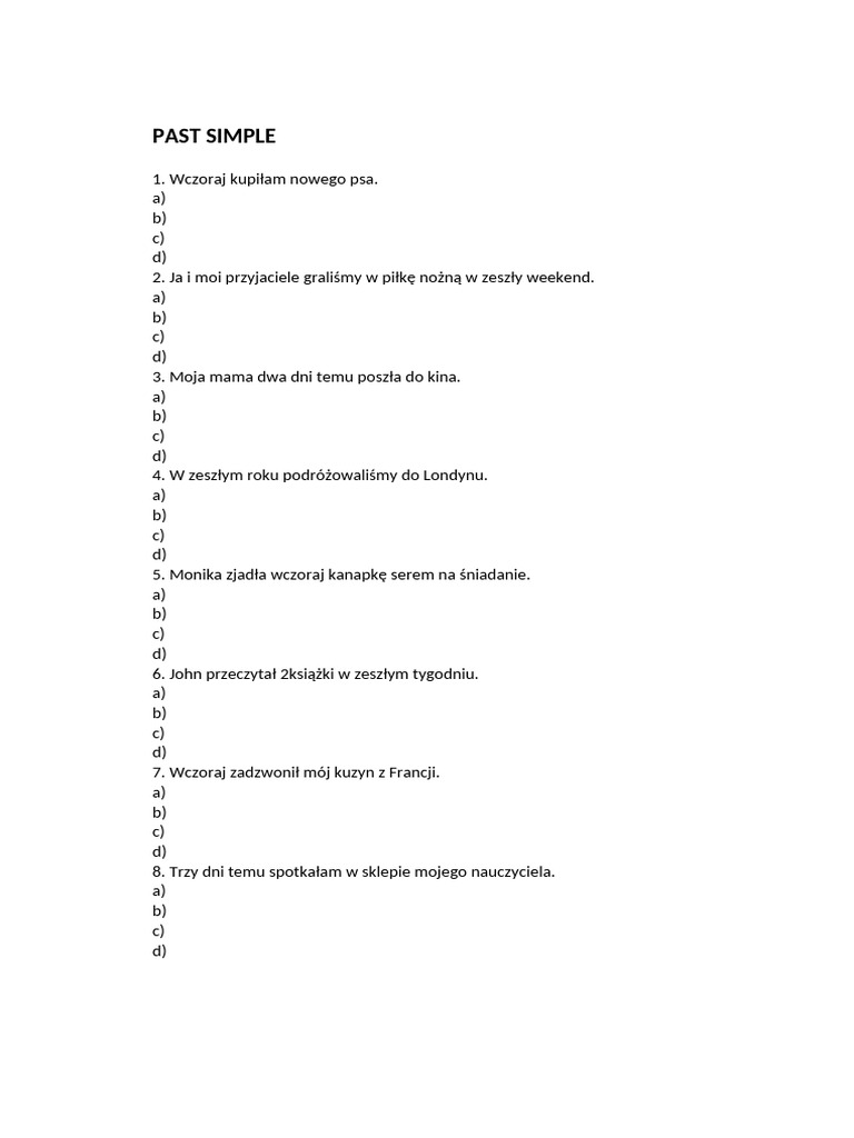 Past Simple Zdania | PDF