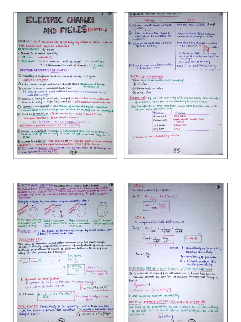 Physics Electric Charges and Fields | PDF