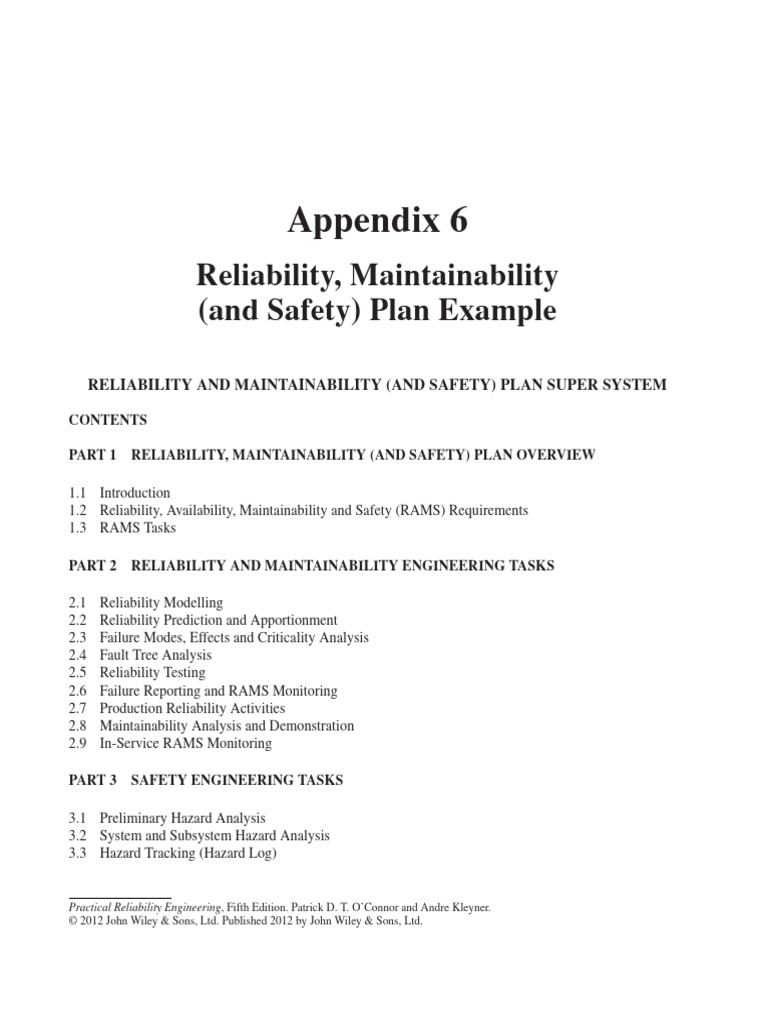Practical Reliability Engineering - 2011 - O'Connor - Appendix 6 Reliability Maintainability and ...
