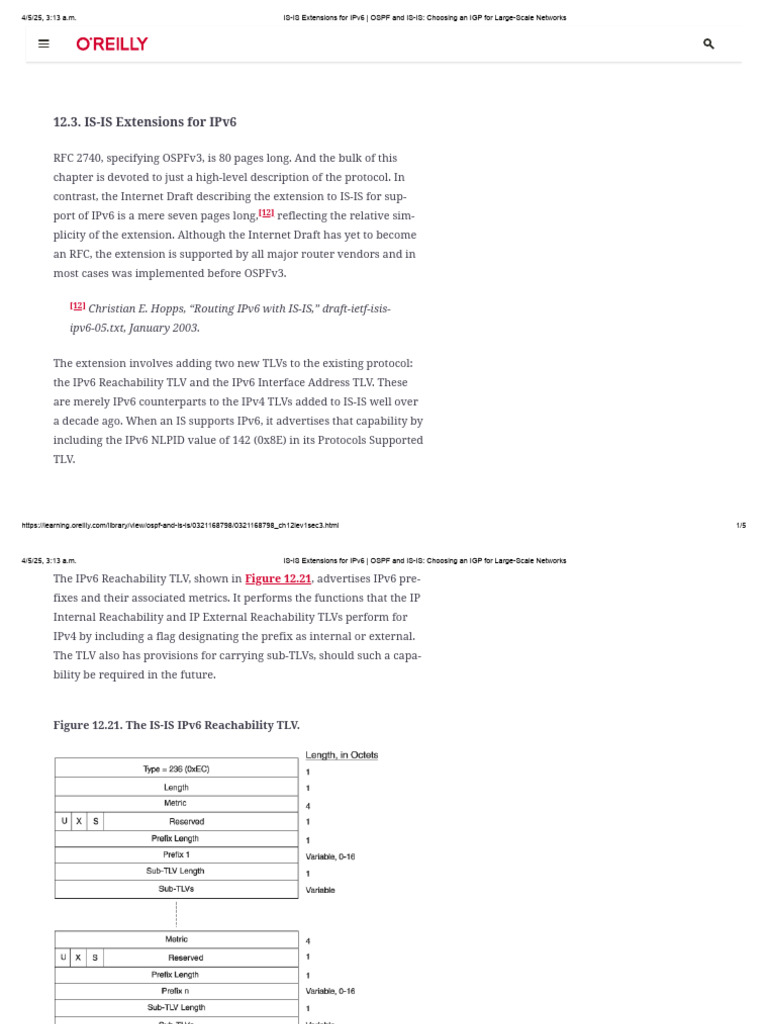 Is-Is Extensions For IPv6 - OSPF and Is-Is - Choosing An IGP For Large-Scale Networks | PDF | I ...