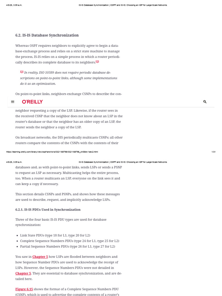 Is-Is Database Synchronization - OSPF and Is-Is - Choosing An IGP For Large-Scale Networks | PDF ...