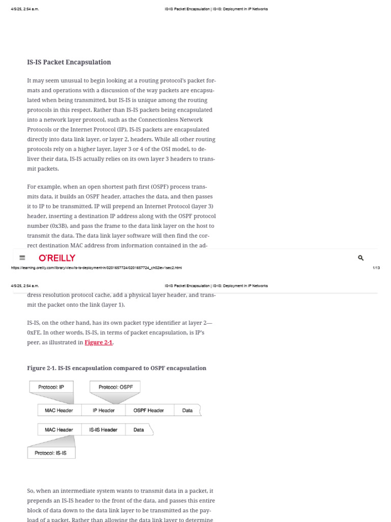 Is-Is Packet Encapsulation - Is-Is - Deployment in IP Networks | PDF ...