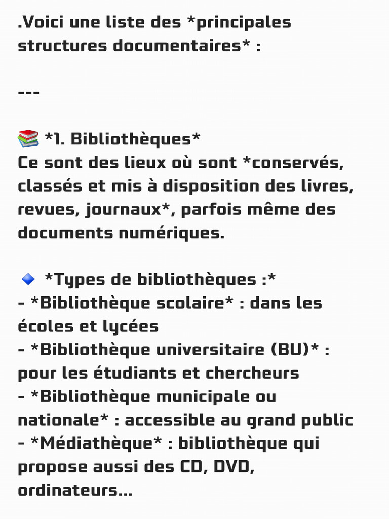 Les Principales Structures Documentaires - 250417 - 163143 | PDF