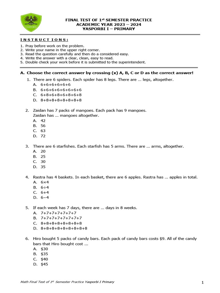 Math Final Test Practice | PDF