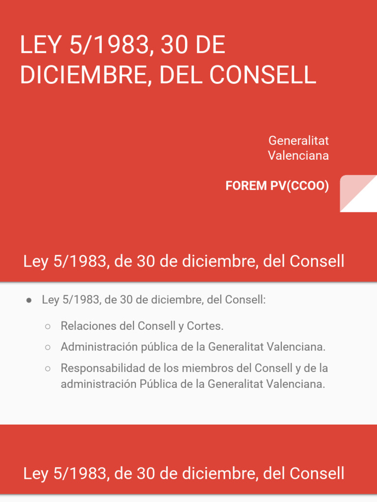 ley 5-1983 consell | PDF | Gobernancia | Gobierno