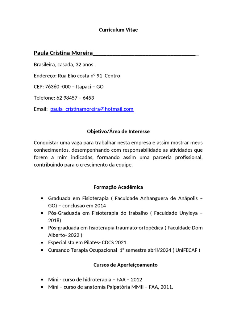 Curriculum Vitae Paula 2024 | PDF